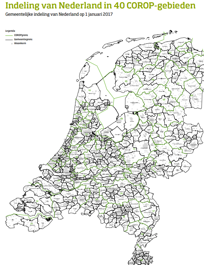 Nederland in 2017: 40 COROP-gebieden en 12 provincies | Bedrijfs ...